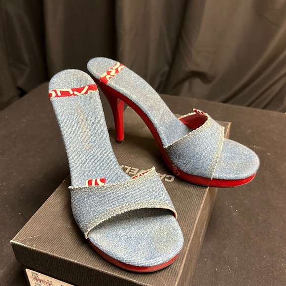 Carvela | Shoes | Vintage 0s Carvela Denim Slides With Red Heels | Poshmark